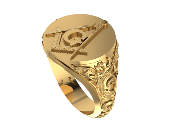 Scrollwork Masonic ring – www.CustomMasonicJewelry.com
